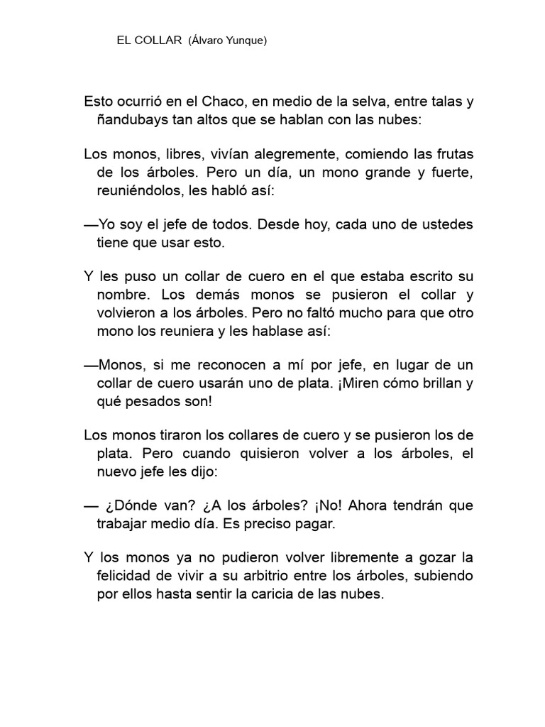 El collar: fábula de la libertad perdida | PDF