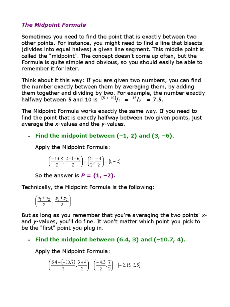 The Midpoint Formula | PDF | Line (Geometry) | Circle