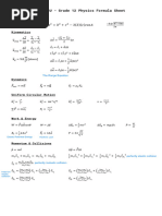 Physics Formula Sheet | PDF