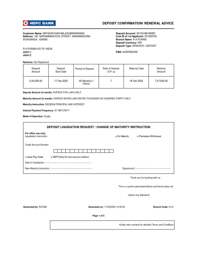 HDFC FD | PDF | Financial Services | Money
