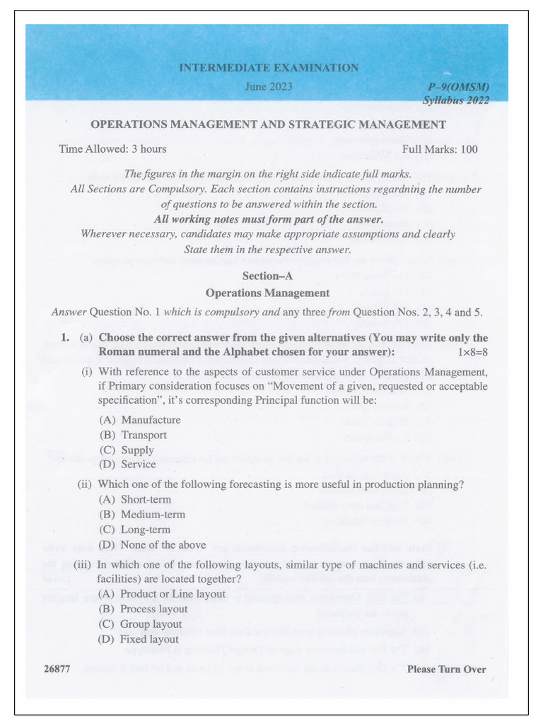 Opm Suggested Answer | PDF | Strategic Management | Design Thinking