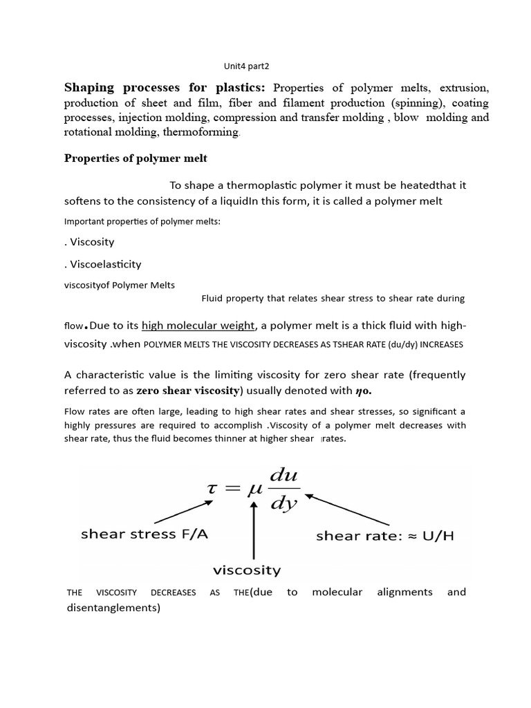Unit4 Part2 Pdf Extrusion Viscoelasticity