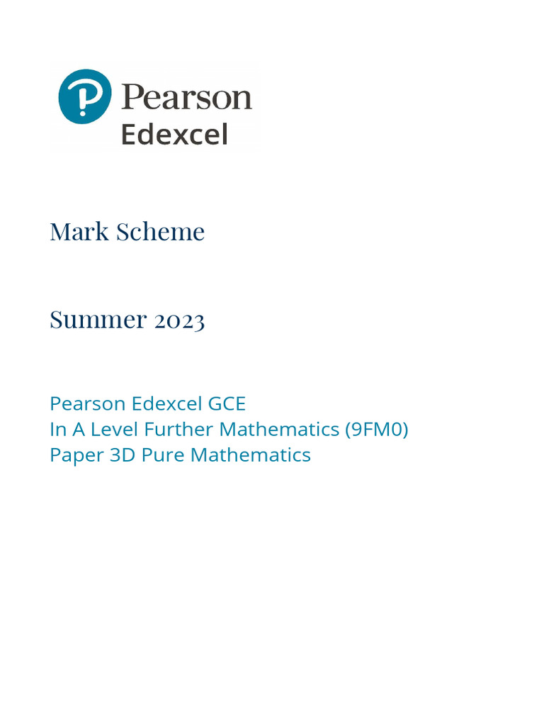 2306 9FM0-3D A Level Decision Mechanics 1 - June 2023 Mark Scheme (P | PDF