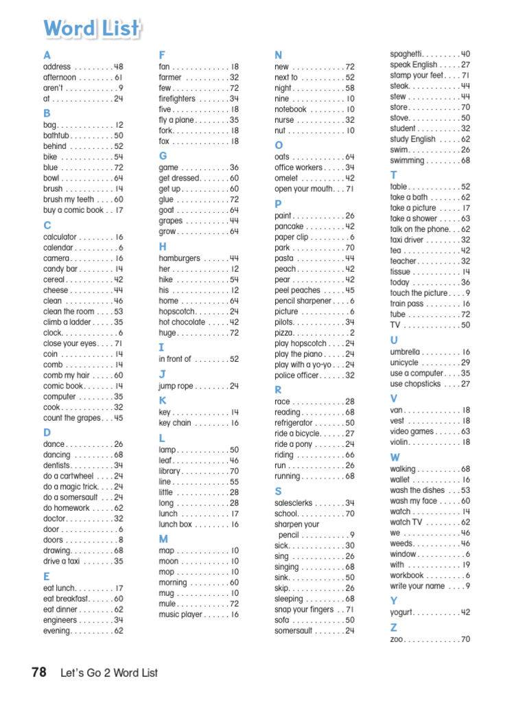 LG4e SB2 Word List | PDF | Foods | Cuisine