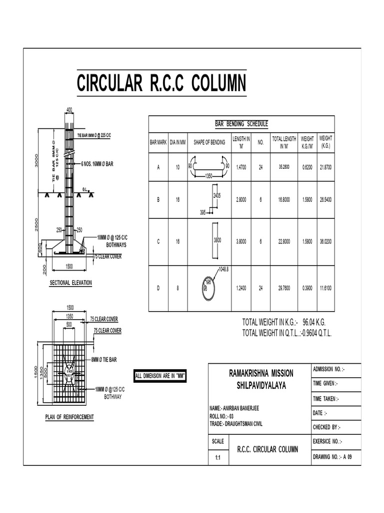 Circular R.C.C. Columnl | PDF | Structural Engineering | Civil Engineering