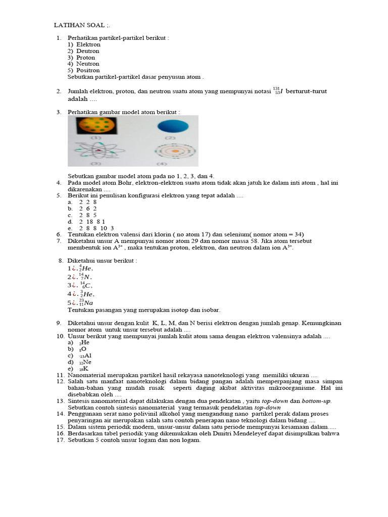 Latihan SOAL Kimia Kelas 10 | PDF