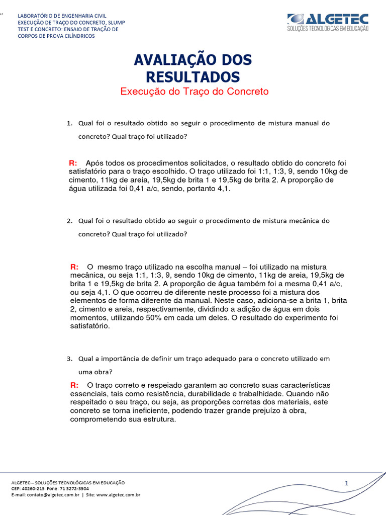 3 Materiais De Construcao Civil Concreto E Argamassas Atividade 2
