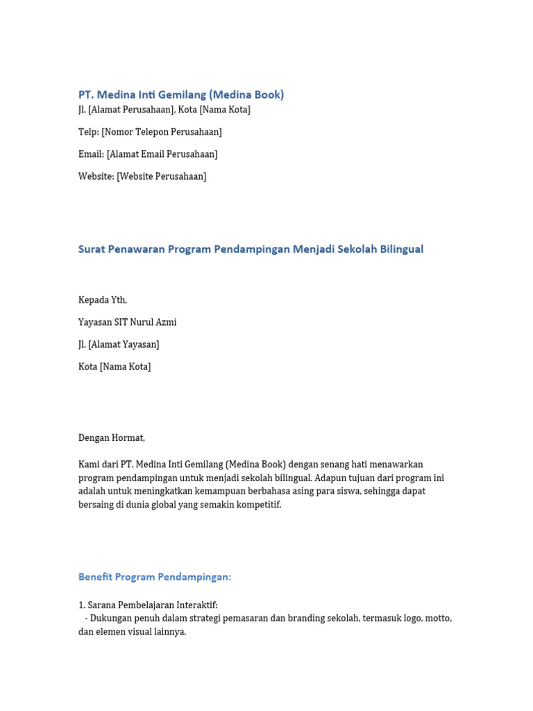 Surat Penawaran Bilingual | PDF | Karier & Perkembangan