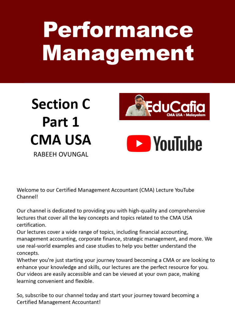 Cma Part 1 Very Short PDF C To F | PDF | Management Accounting | Business