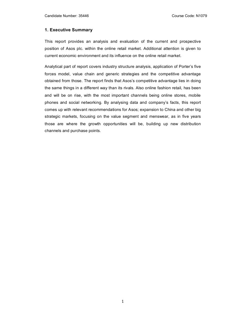 ASOS Business Strategy Report Final-2 | PDF | Retail | Competitive ...