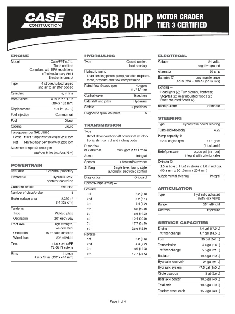 CCE MG 845B Spec 5-13-11 CCE201104845B | PDF | Horsepower | Vehicle ...