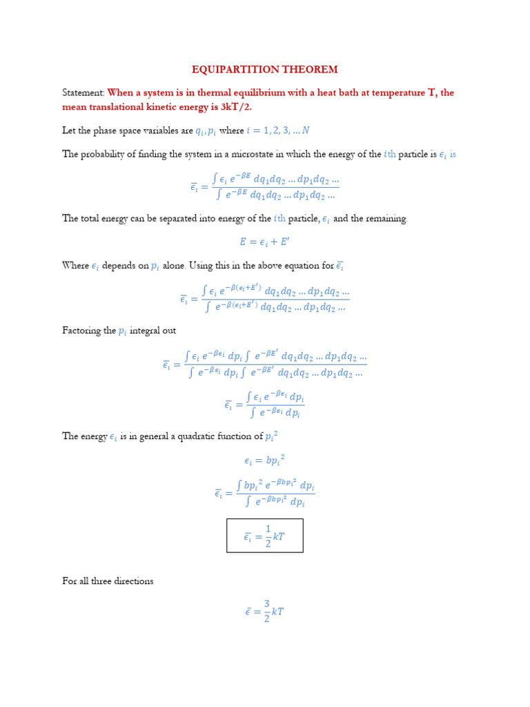 4 Equipartition Theorem | PDF