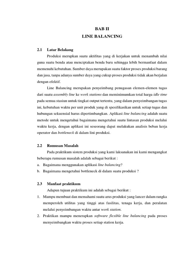 Line Balancing dan Bottleneck | PDF