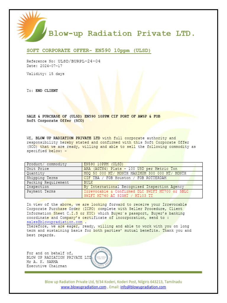 SCO July 24 ULSD | PDF | Letter Of Credit | Bill Of Lading