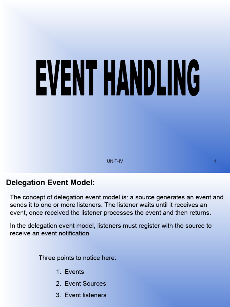 Unit-Iv Event Handling | PDF | Programming | Constructor (Object Oriented Programming)