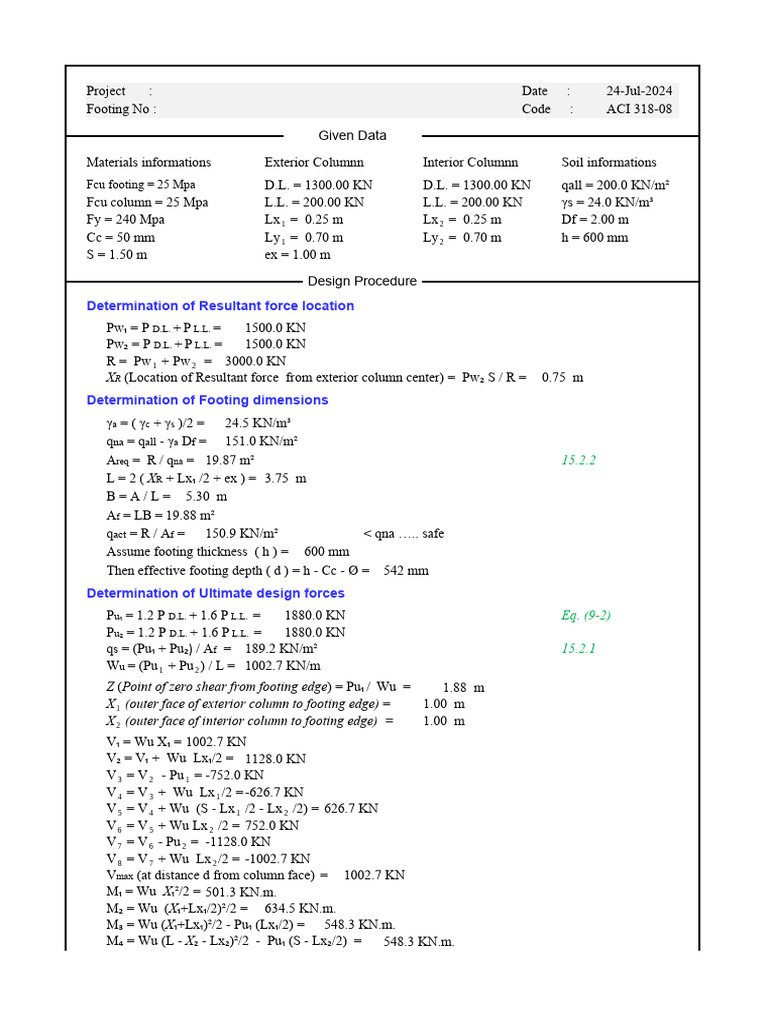 Combined Footing (ACI) | PDF | Teaching Methods & Materials | Technology & Engineering