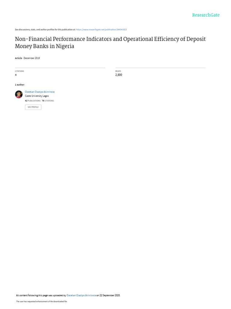Non-Financial Performance Indicators and Operational Efficiency of ...