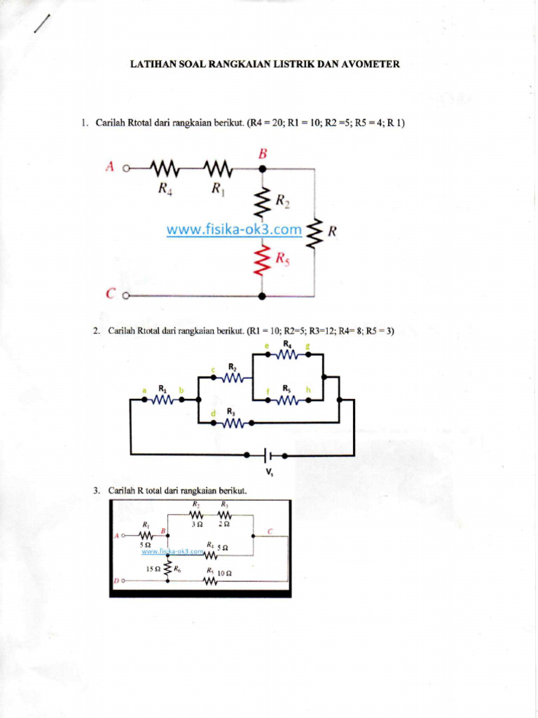 Latihan Soal Rangkaian Listrik Dan Avometer | PDF