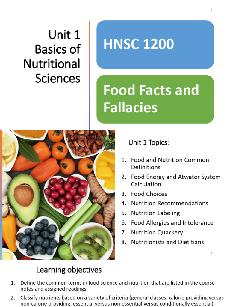 Basics of Nutritional Sciences Overview | PDF | Nutrients | Foods