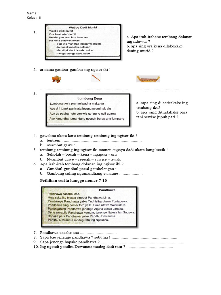 Bahasa Jawa Kelas 2 | PDF