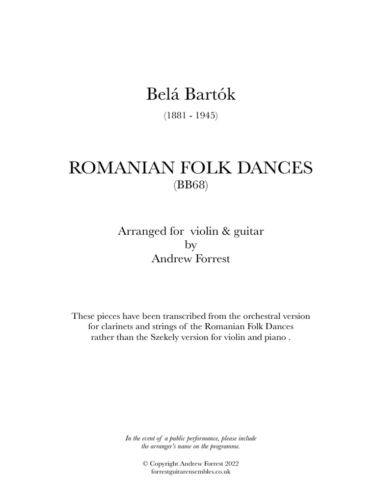 Bartok - Romanian Folk Dances | PDF
