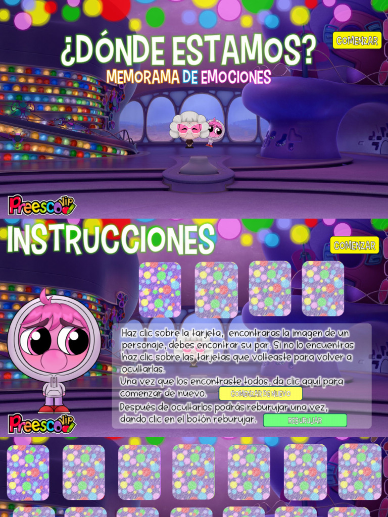 Memorama Emociones Intensamente Preesco Vip | PDF