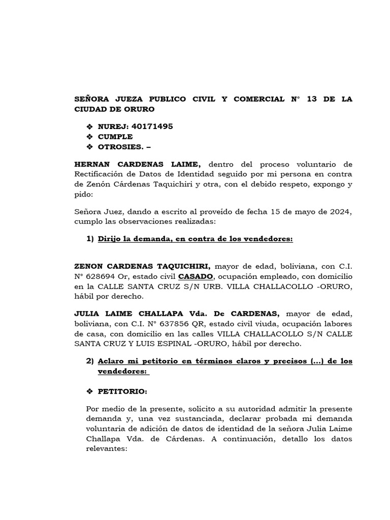 Proceso Voluntario Primer Previo Ampliacion de Plazo | PDF | Documento de identidad | Gobierno