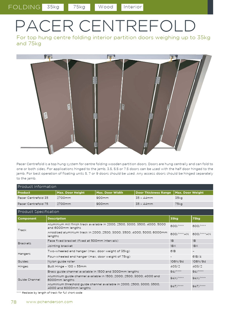 Pacer Centrefold Datasheet | PDF | Door