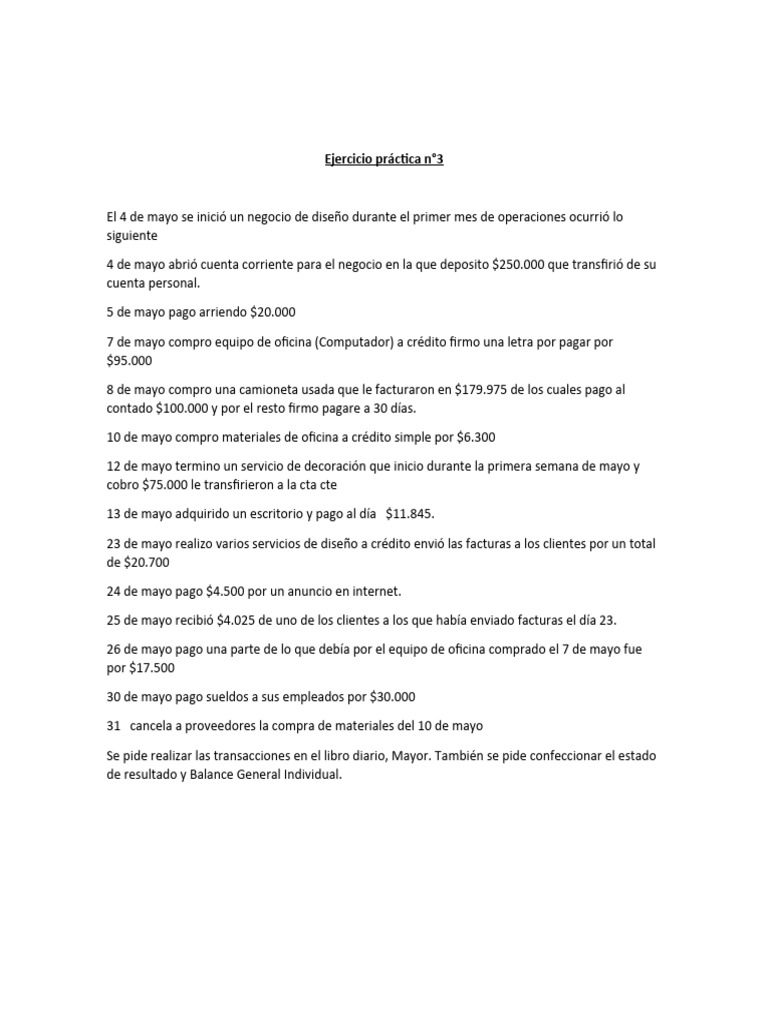 Ejerc Pract 3 Diario, MAYOR BG | PDF