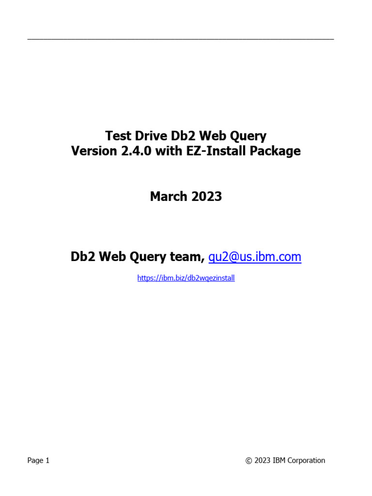 DB2 Web Query 2.4.0 GA TEST DRIVE Tutorial | PDF | Ibm Db2 | World Wide Web