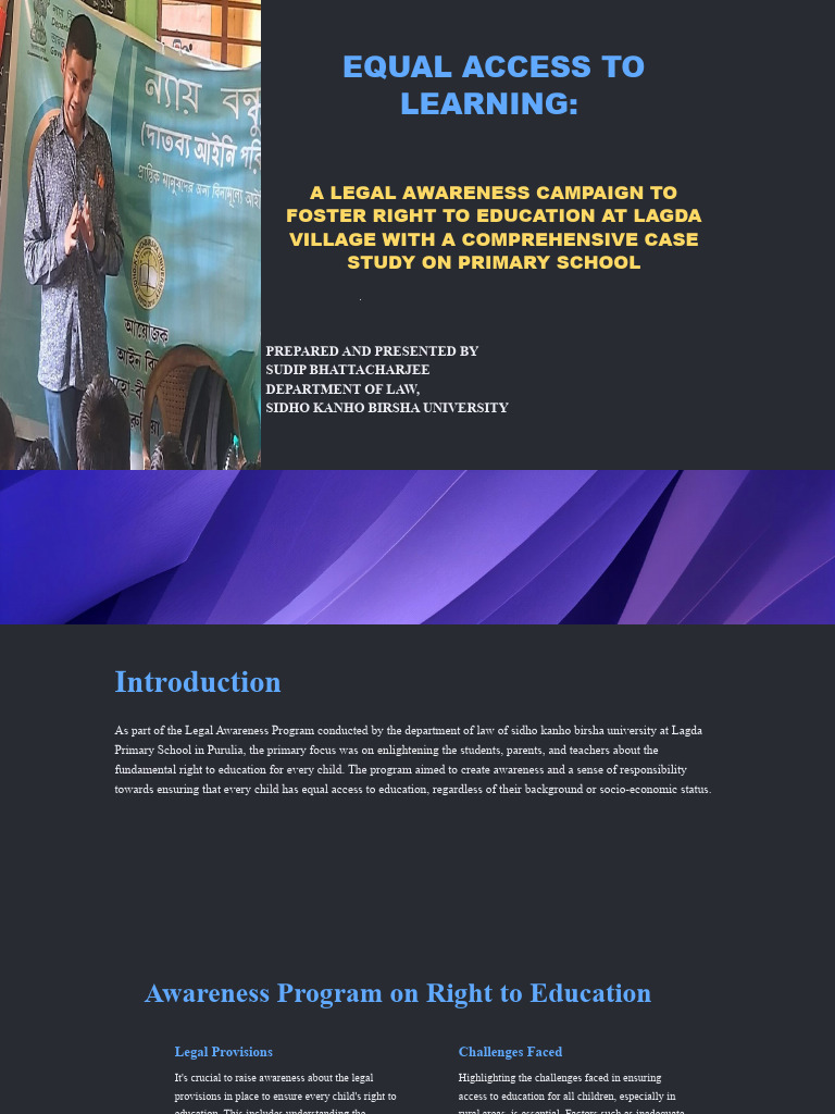 Legal Awareness Program at Lagda Primary School Purulia | PDF | Social ...