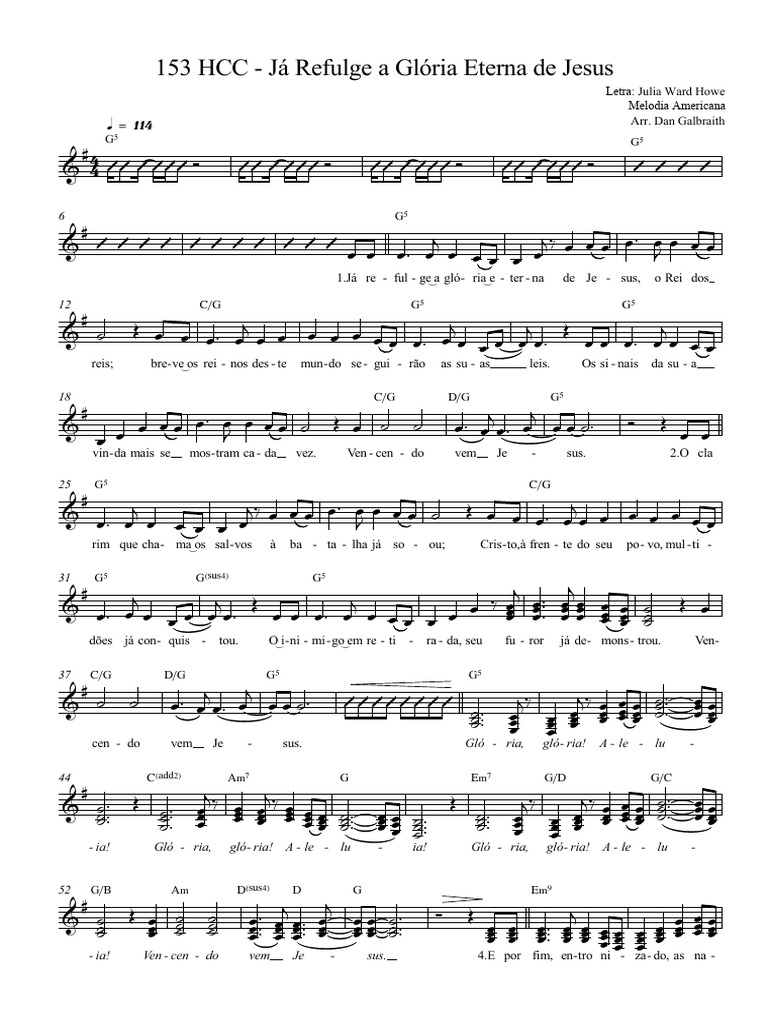 153 HCC - Já Refulge A Glória Eterna de Jesus | PDF