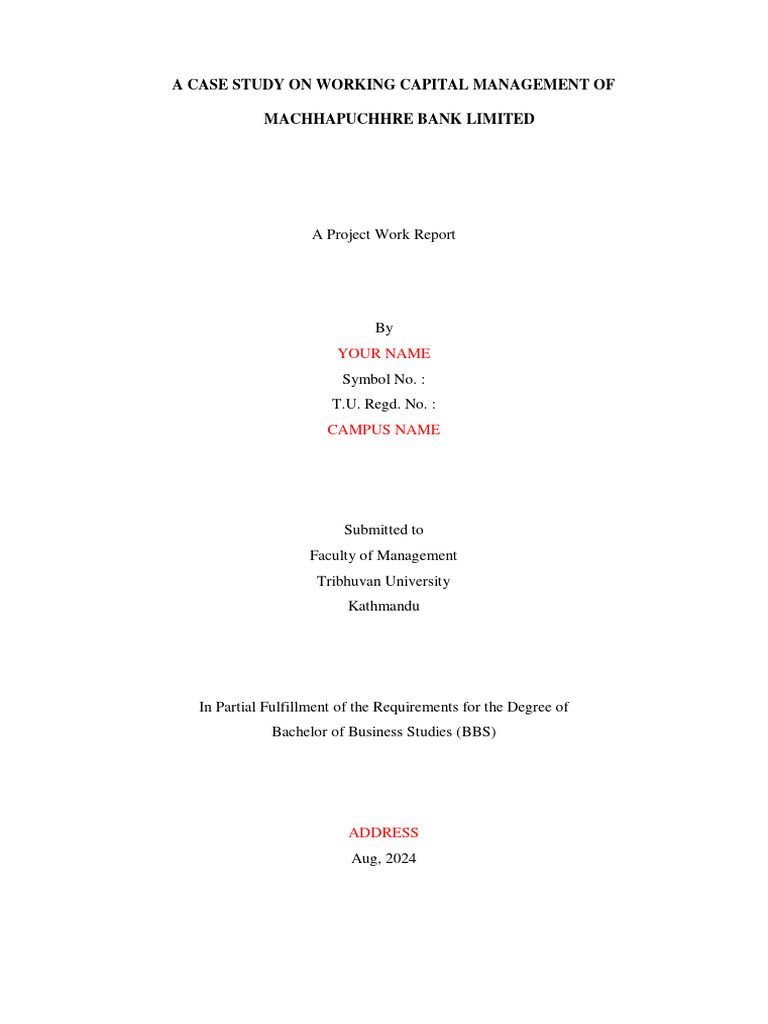 A Case Study On Working Capital Management of MBL | PDF | Working ...