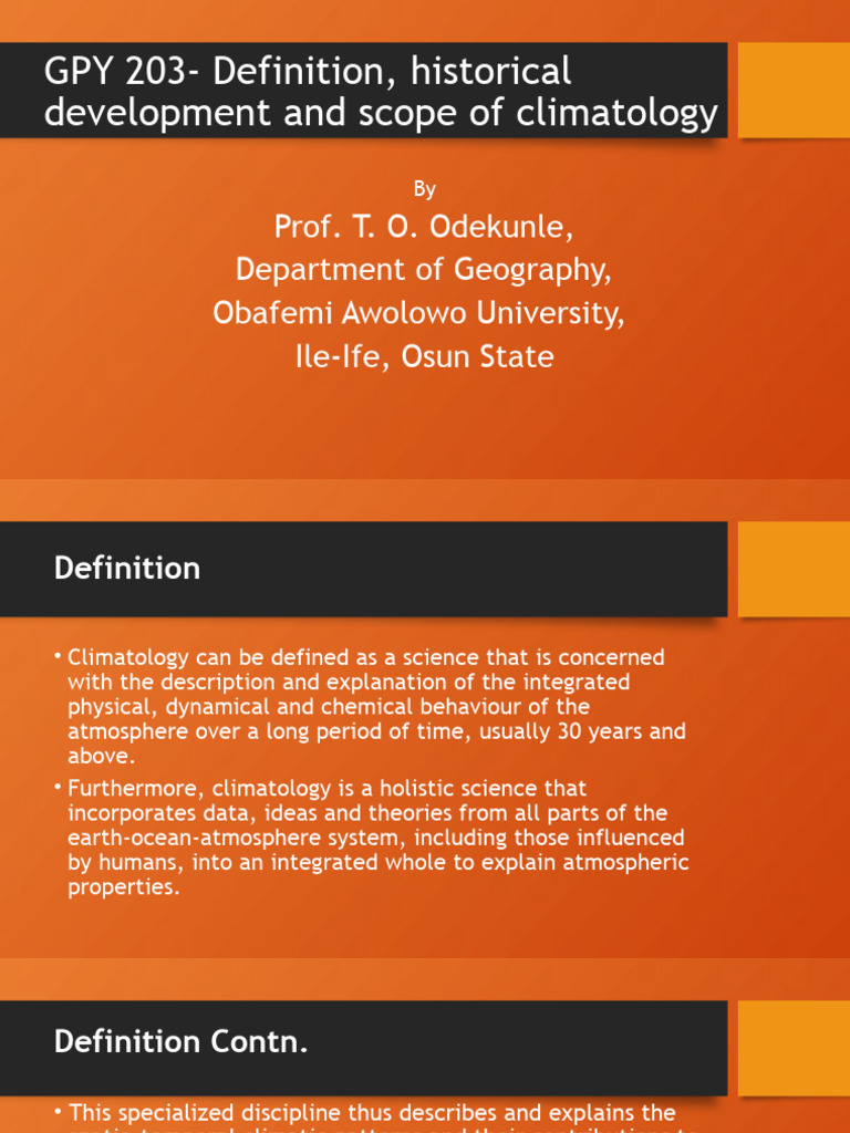 GPY 203 -Definition, Scope, Historical Develop.-1 | PDF | Climatology ...