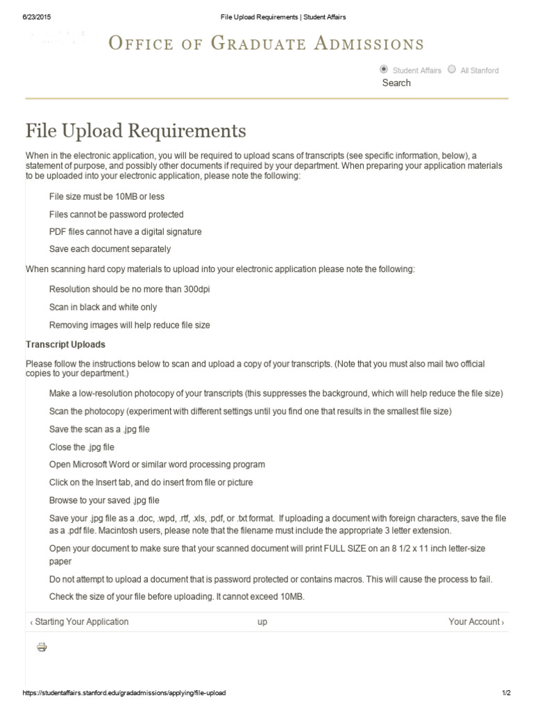 File Upload Requirements - Student Affairs | PDF | Computer File | Software