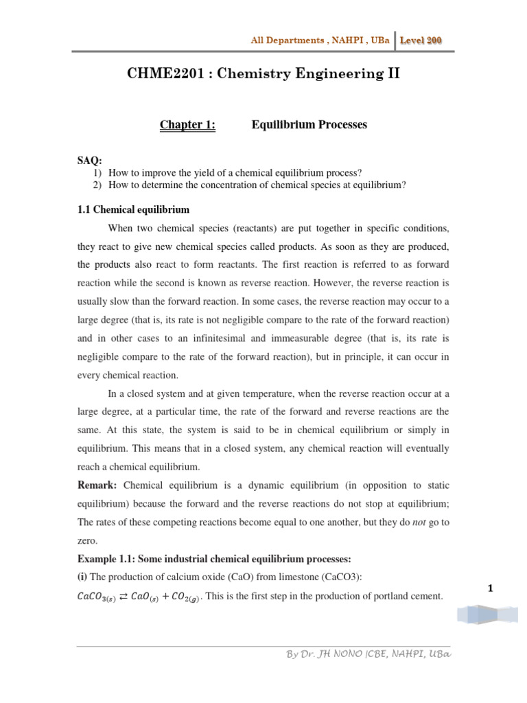 Chemistry Chapter 1 | PDF | Chemical Equilibrium | Solubility