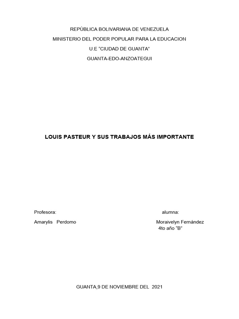 Vida y Logros de Louis Pasteur | PDF | Luis Pasteur | Biología