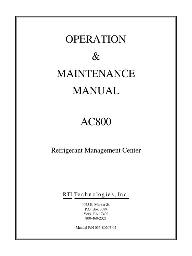 Ac800 Operation Manual | PDF | Vacuum | Air Conditioning