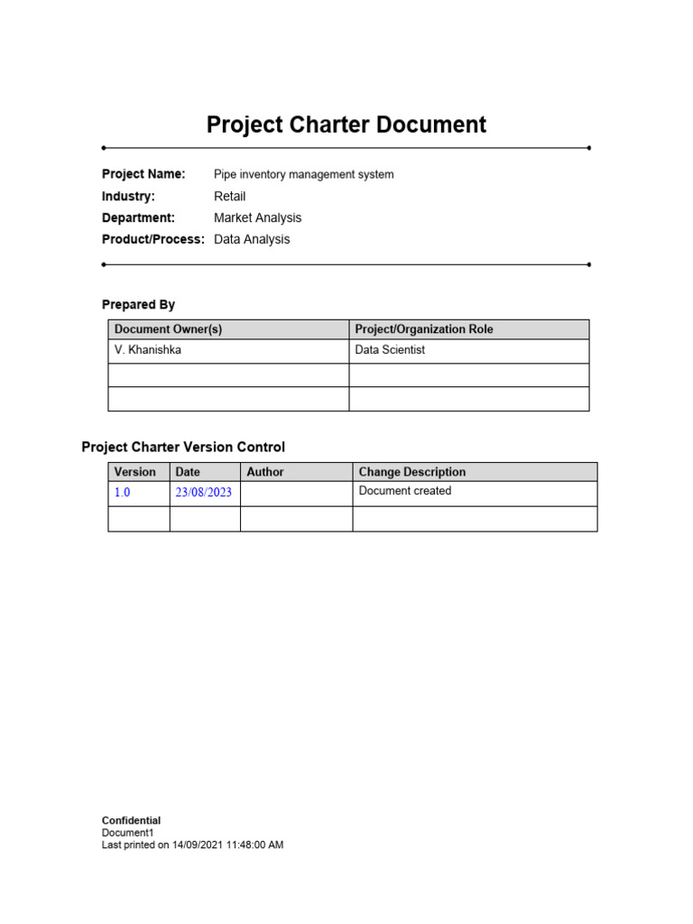 Project Charter | PDF | Analytics | Cloud Computing