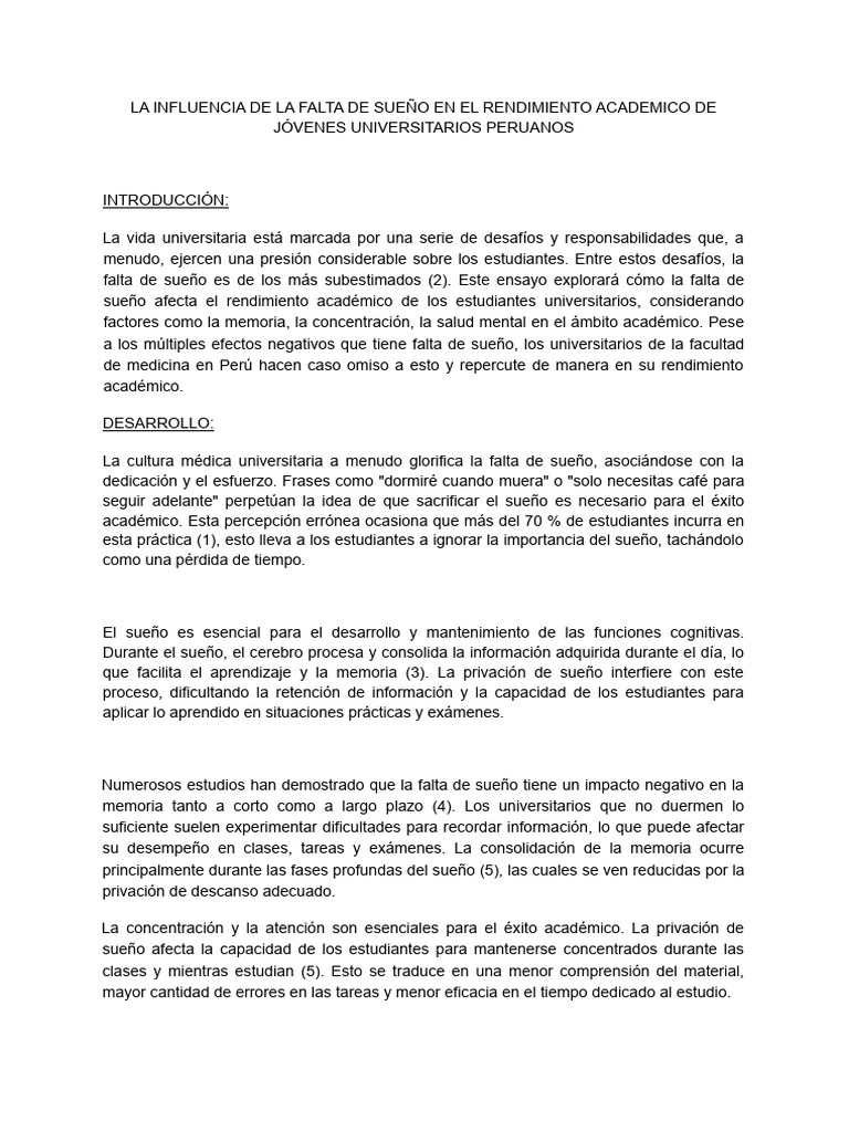 La Influencia de La Falta de Sueño - 1 | PDF | Dormir | Memoria