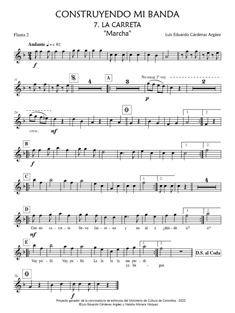 La Carreta (Marcha) - Flauta 2 | PDF