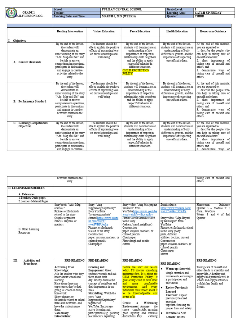 DLL Catch Up Friday Q3WK6 | PDF | Learning | Understanding