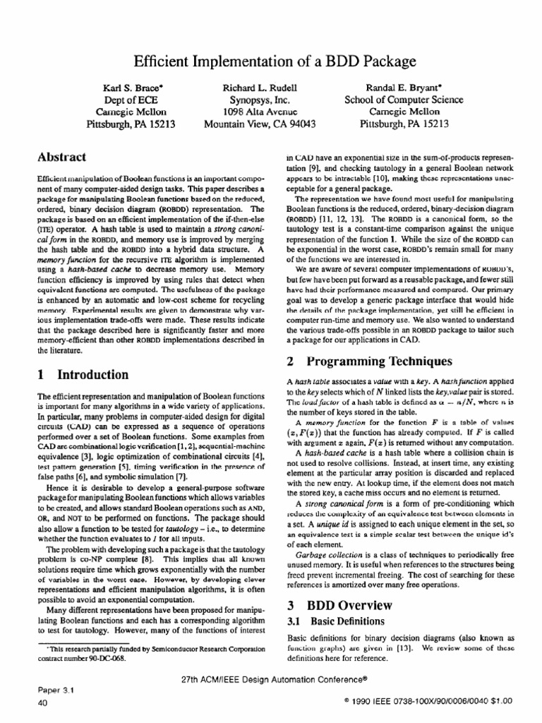 Efficient Implementation BDD Package | PDF | Computer Programming ...