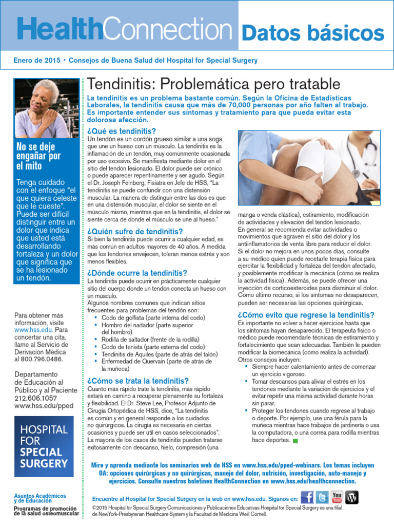 FastFactsTendonitis v9 Jan9 Spanish Rev 3 | PDF | Tendón | Medicina
