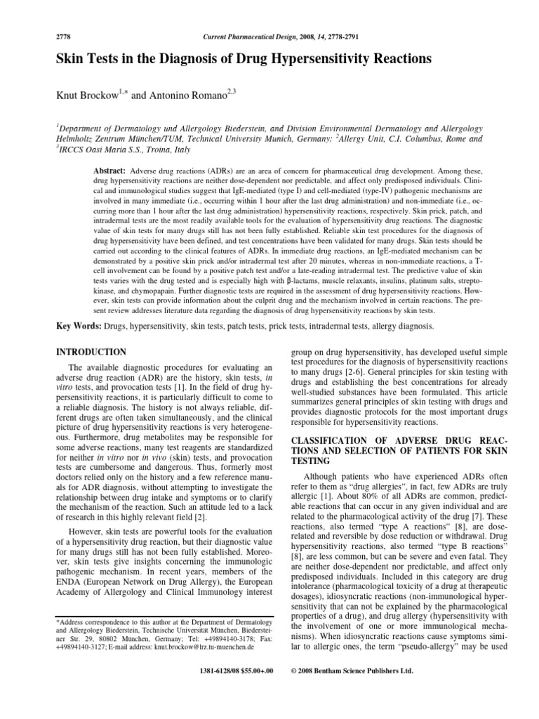 7.17.1 Brockow2008 Test Diagnosis | PDF | Allergy | Medical Specialties