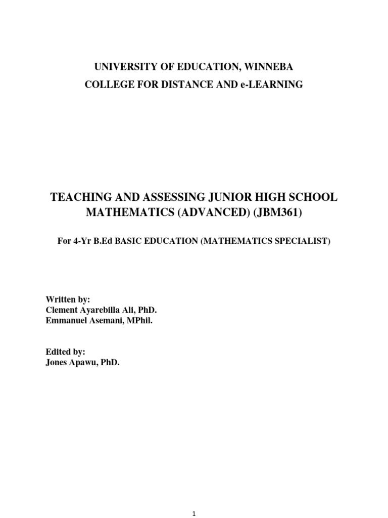 Teaching and Assessing JHS Mathematics Advanced Units1 2-1 | PDF ...