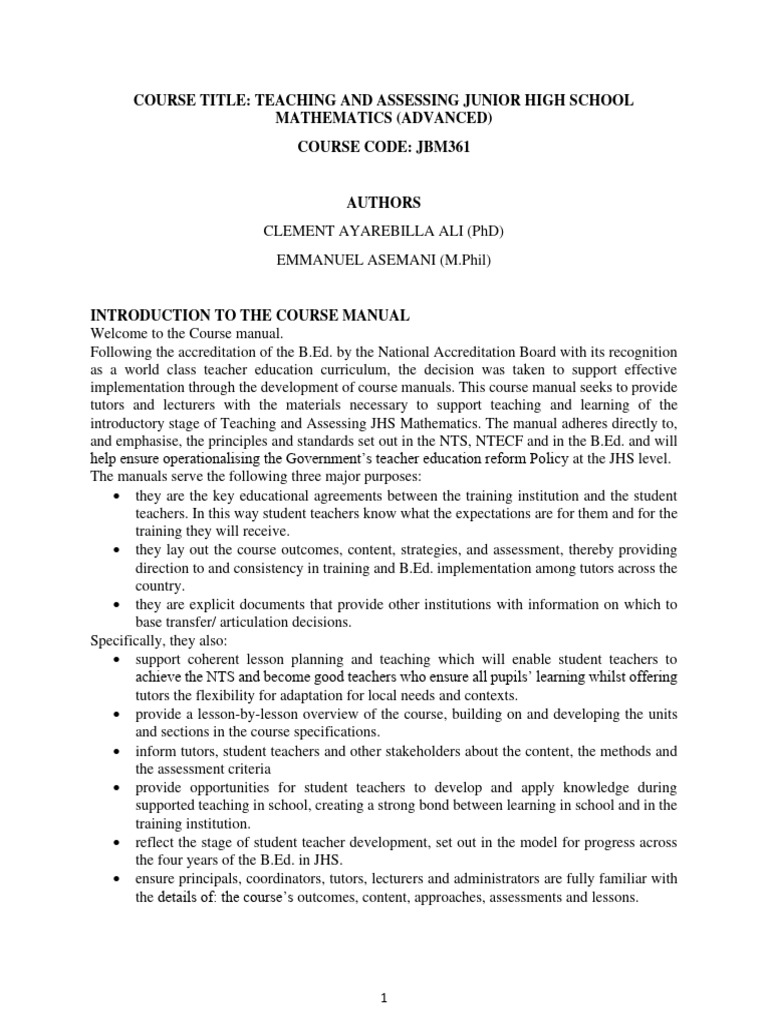 Teaching and Assessing JHS Mathematics - (Advanced) - Units1-6 ...