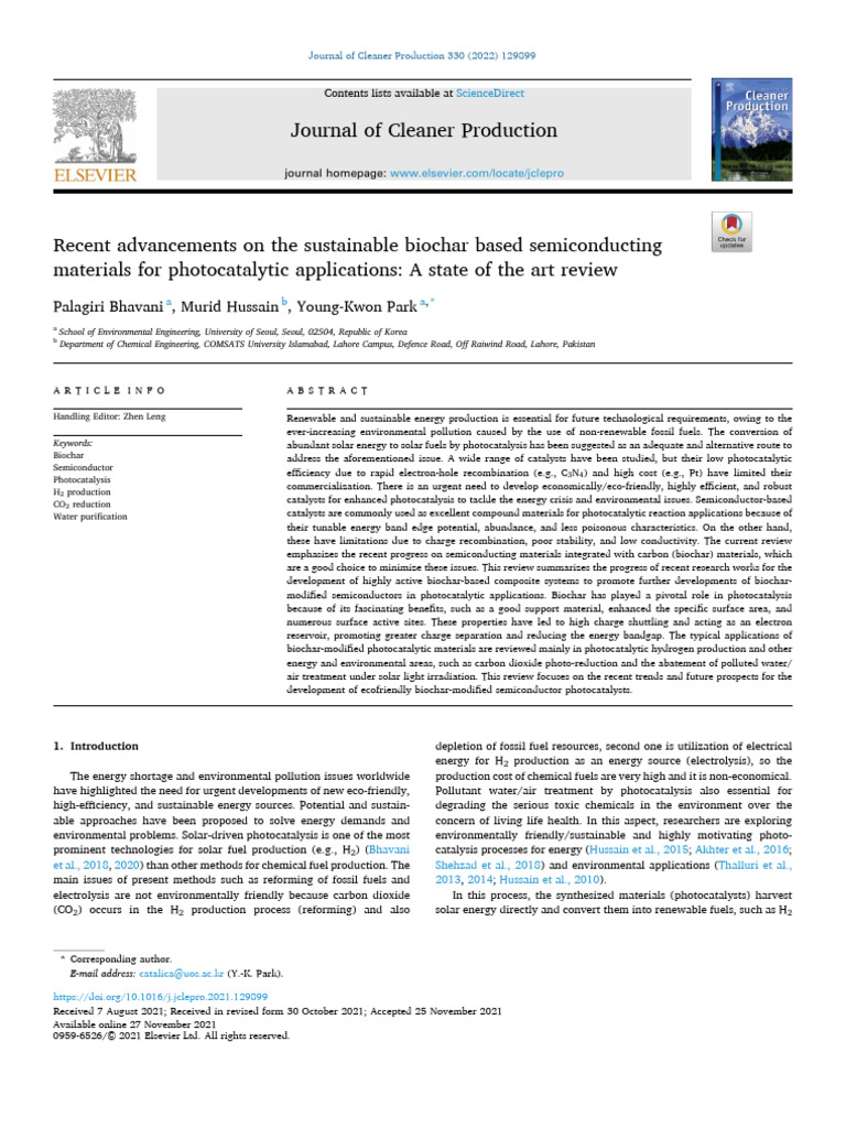 Recent Advancements On The Sustainable Biochar Based Semiconducting ... Recent Advancements On The Sustainable Biochar Based Semiconducting ...