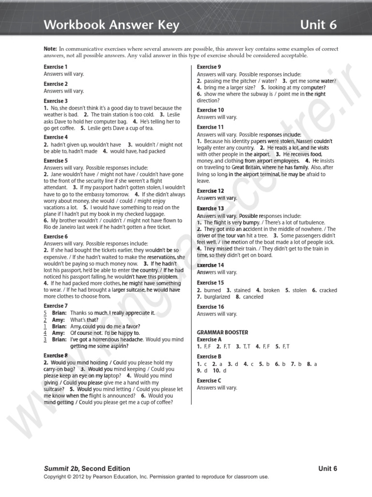 Summit 2b WB Answer Key | PDF | Hamburgers | Menu