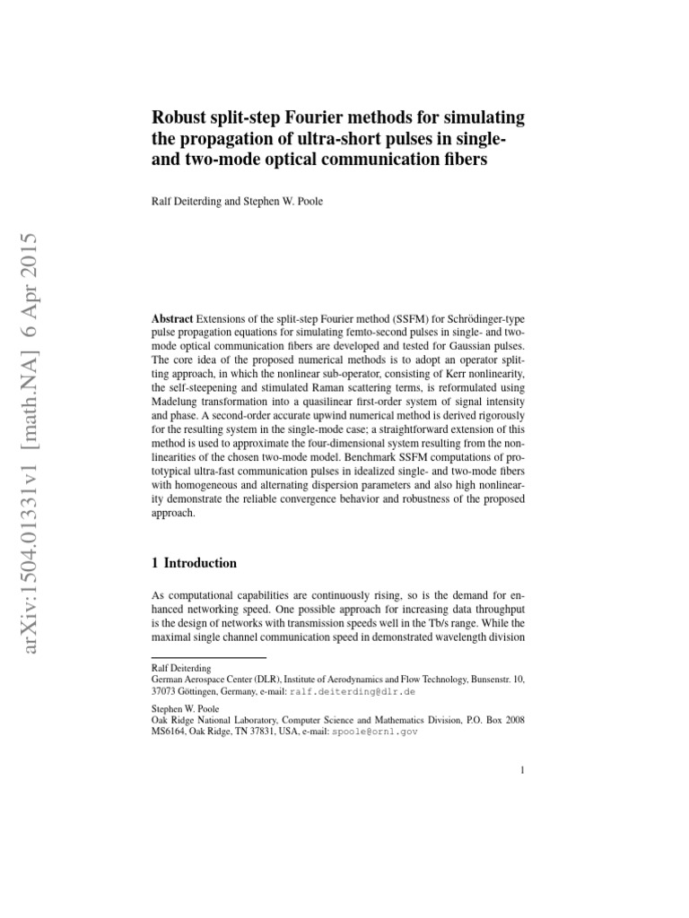 Robust Split Step Fourier Methods For Simulating T Pdf Fiber Optic Communication Fourier